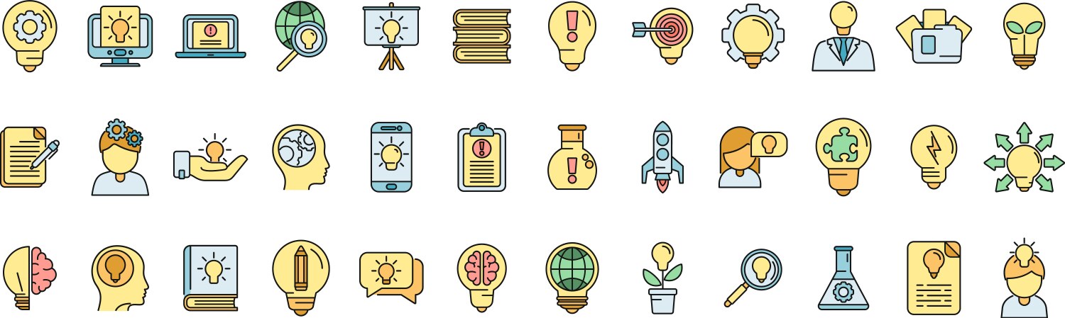 Work inventory icons set color Royalty Free Vector Image