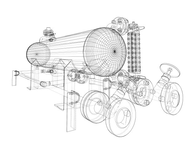 Industrial tank with valves Royalty Free Vector Image