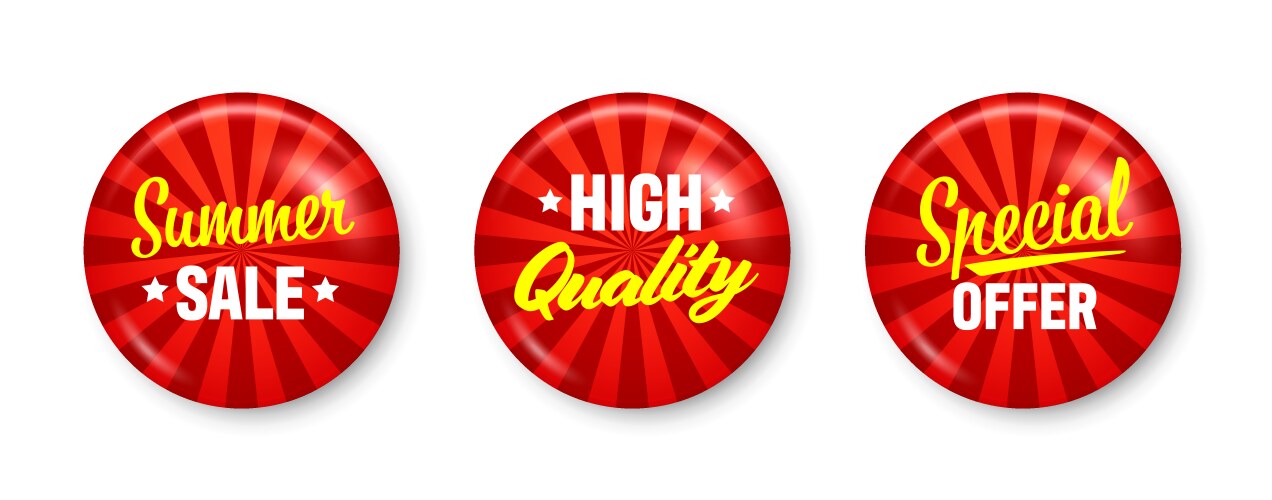 Realistic funky badges with text product Vector Image
