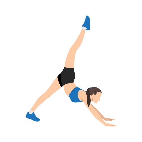 Woman doing exercise in thoracic rotation pose Vector Image