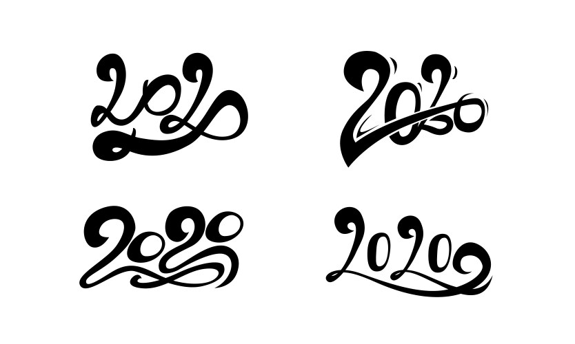 2020 in cheese shape with hungry character year Vector Image