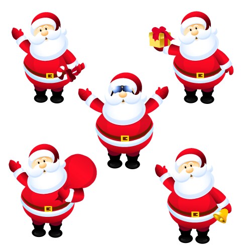 Cartoon santa claus collection set Royalty Free Vector Image