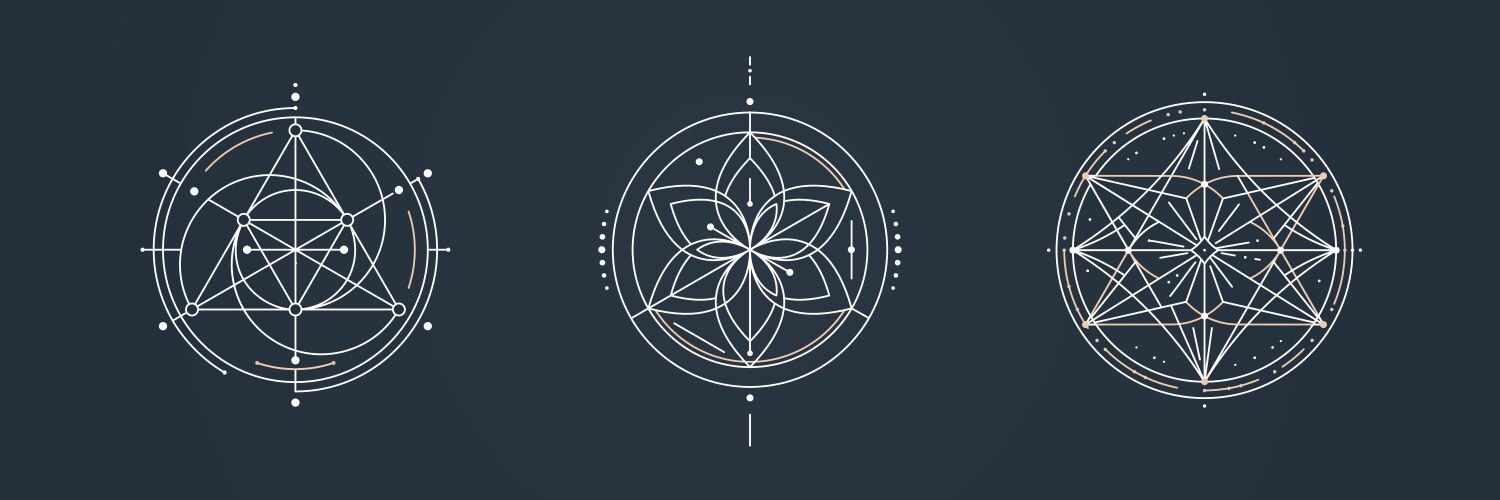 Set of logo with sacred geometry thin lines Vector Image