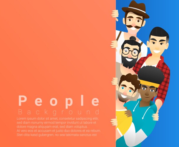 Group multi ethnic men holding empty board Vector Image