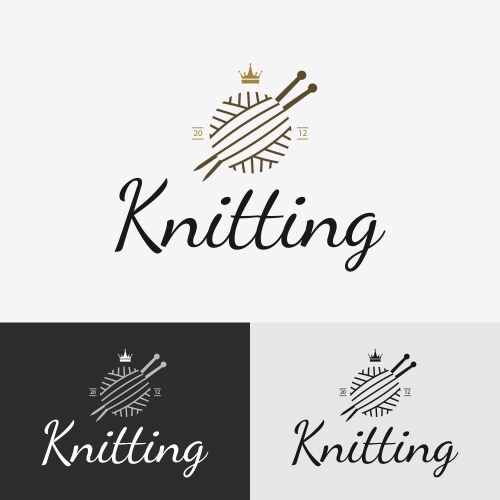 Knit logo concept crochet yarn emblem Royalty Free Vector