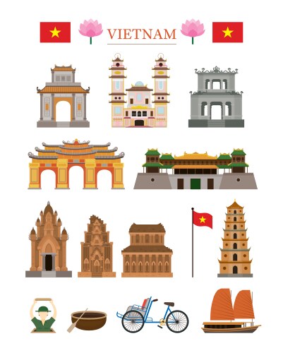 Hanoi vietnam landmarks architecture building Vector Image