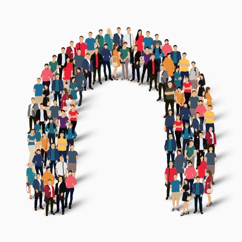 Group people shape letter w Royalty Free Vector Image