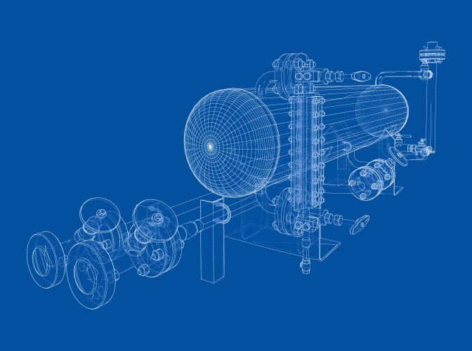 Industrial tank with valves Royalty Free Vector Image