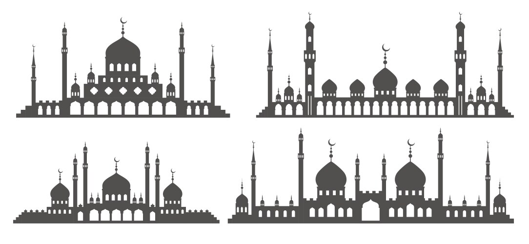 Mosque with minarets on skyline islamic Royalty Free Vector