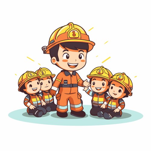 Firefighter cartoon character Royalty Free Vector Image
