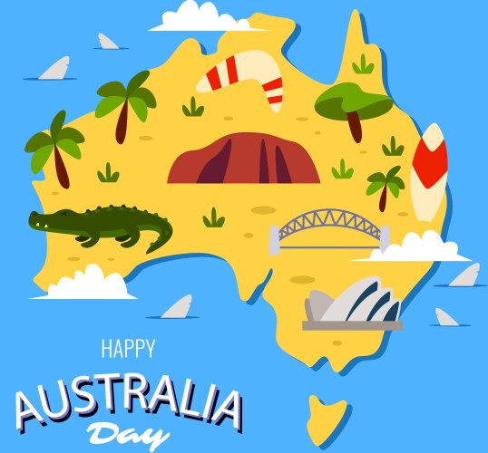 Australia day with australian map Royalty Free Vector Image