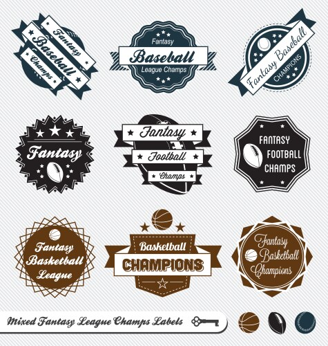 Fantasy basketball labels Royalty Free Vector Image
