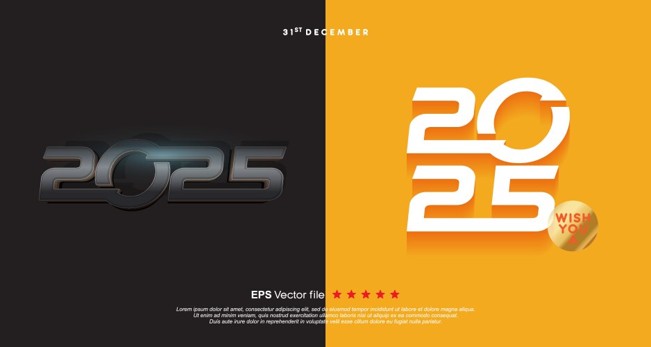 Happy new year 2025 with 3d style numbers design Vector Image