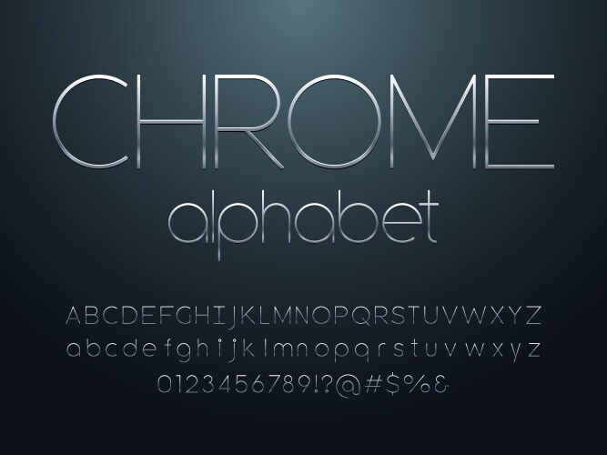 Chrome typeface gray Royalty Free Vector Image