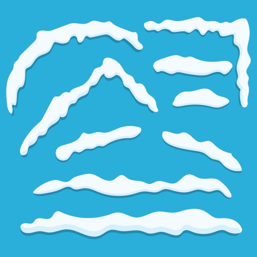 Snow cap ice set winter design snowy icicle roof Vector Image