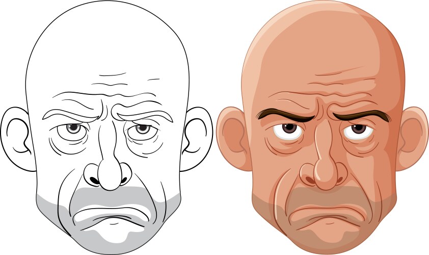 Two cartoon faces showing different emotions Vector Image