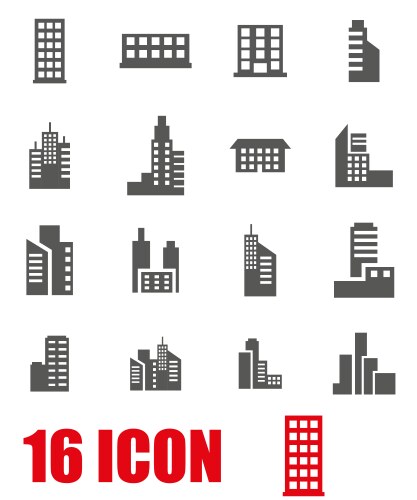 Buildings icon set Royalty Free Vector Image - VectorStock