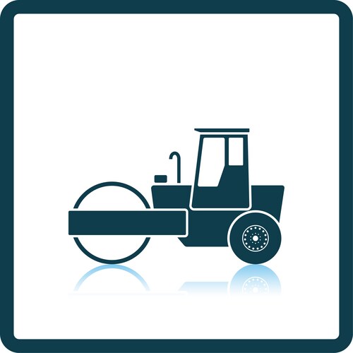 Silhouette of road roller compactor icon in flat Vector Image