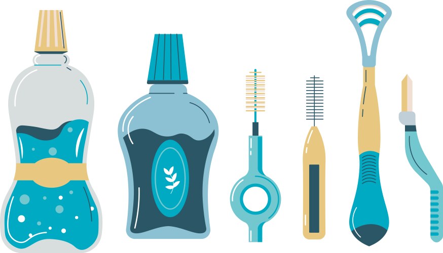 Set of items for daily hygiene the oral cavity Vector Image