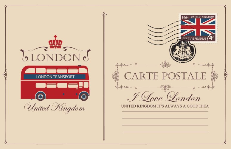 Vintage postcard with flag of great britain Vector Image