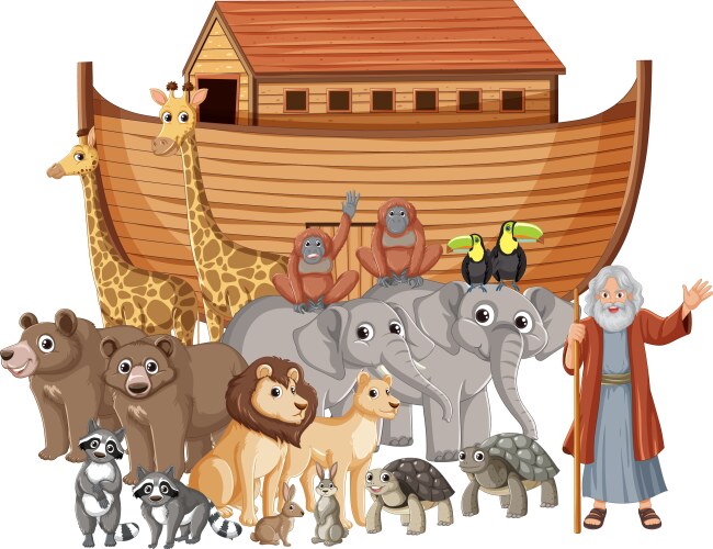 Cartoon characters from the noahs ark bible story Vector Image