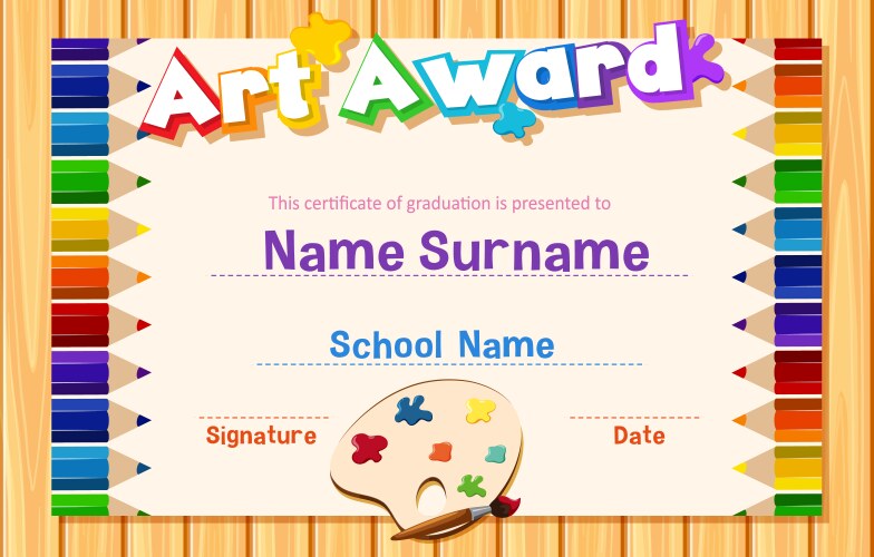 Certificate template for kids colorful school Vector Image