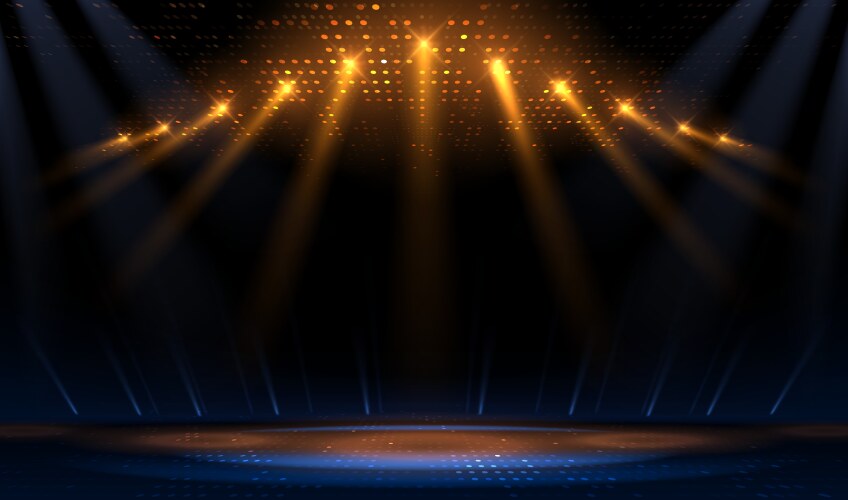 Arena blue and yellow lights background Royalty Free Vector