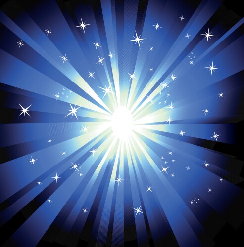 Blue explosion background with rays Royalty Free Vector