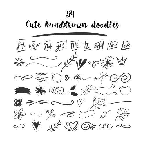 Collection of hand drawn cute doodles doodle Vector Image