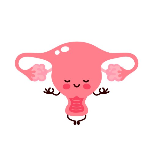 Cute happy smiling uterus doing exercises Vector Image
