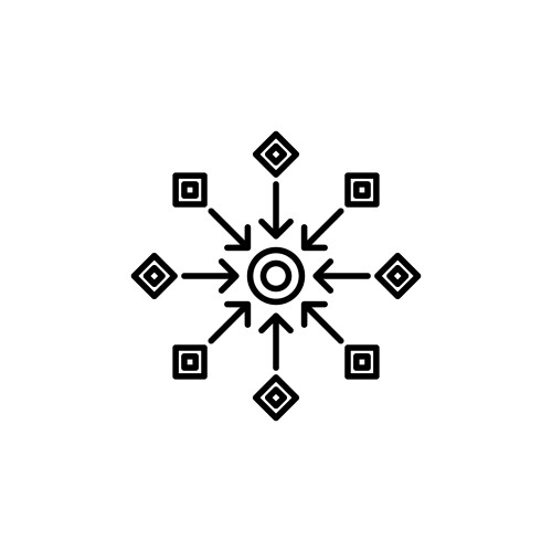 Centralized icon set enterprise data hub symbol Vector Image