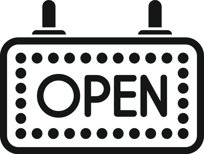 Oval black and white open sign showing shop Vector Image