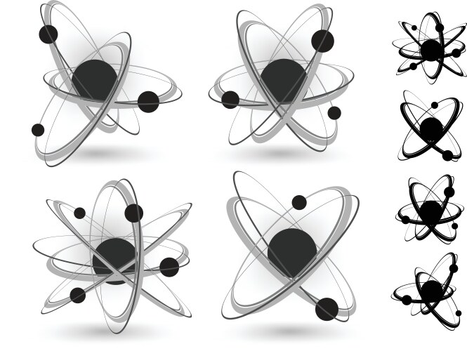Cute cartoon molecule and atom icon set atomic Vector Image