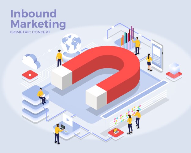 3d conceptual of inbound vs Royalty Free Vector Image