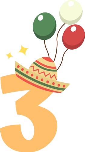 Flat number 3 isolated on white background Vector Image