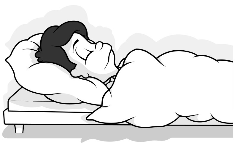 Drawing of a sick boy lying in bed Royalty Free Vector Image
