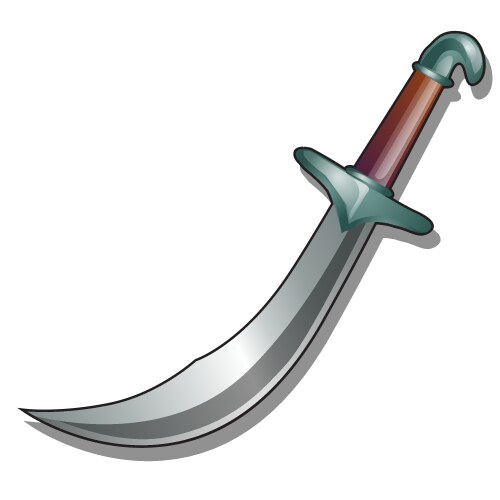 Cartoon curved sword with a sharp blade Royalty Free Vector
