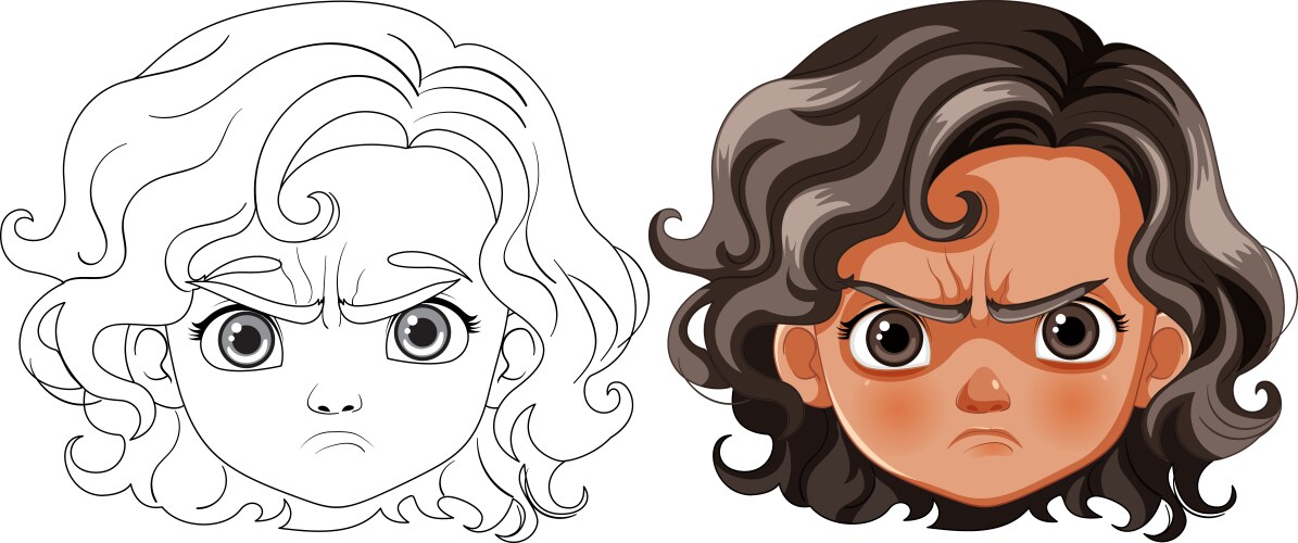 A girl with an angry expression Royalty Free Vector Image