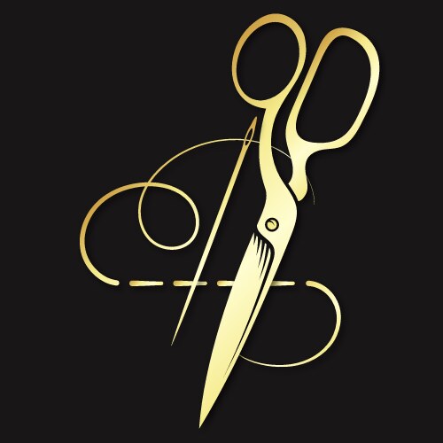 Sewing needle with gold thread embroidery Vector Image