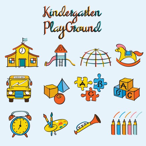 Kindergarten learning isometric Royalty Free Vector Image
