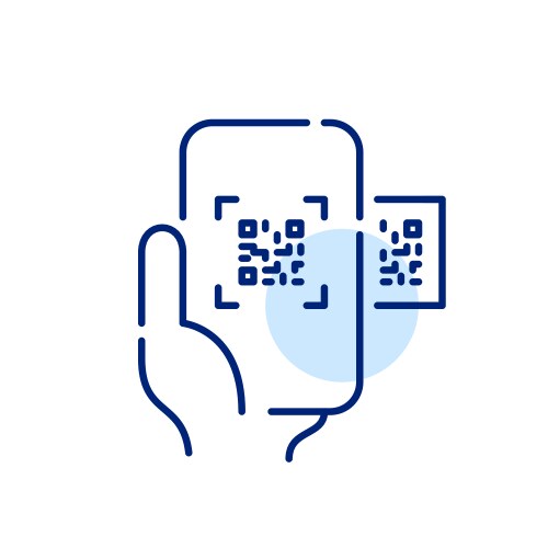 Hand holding smartphone scanning a qr code pixel Vector Image