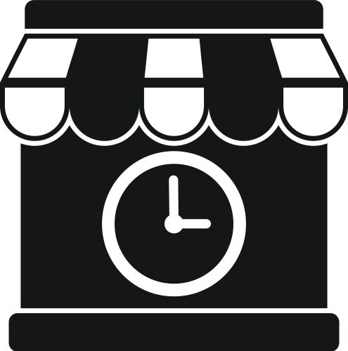 Small business facade showing open hours sign Vector Image