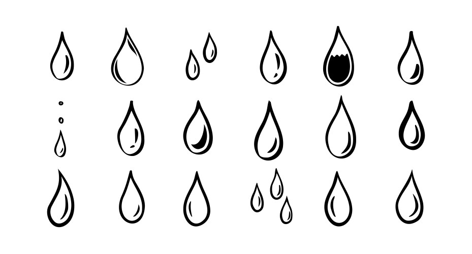 Hand drawn doodle water drop drops icons Vector Image