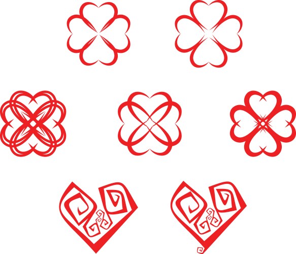 Six heart ribbon symbols awareness campaigns Vector Image