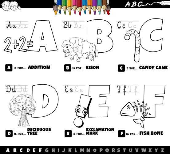 Educational Alphabet Letters Cartoon Set From M Vector Image