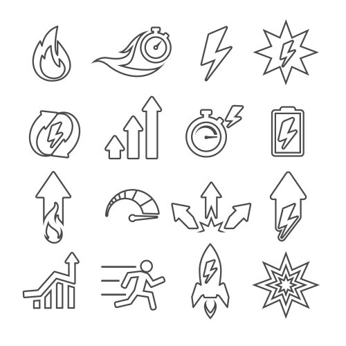 Speed icon set in thin line style Royalty Free Vector Image