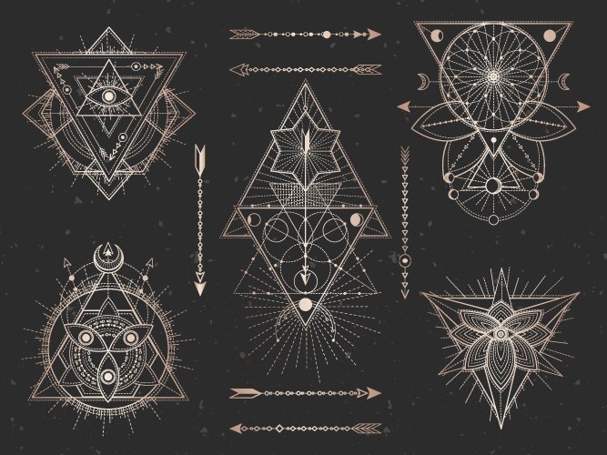 Sacred geometry signs set of symbols and elements Vector Image