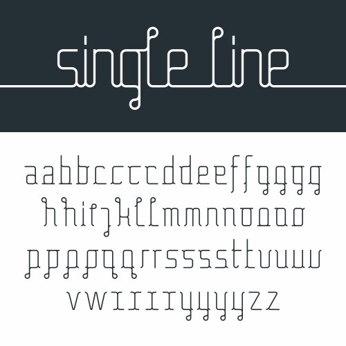 Continuous line font inline alphabet Royalty Free Vector