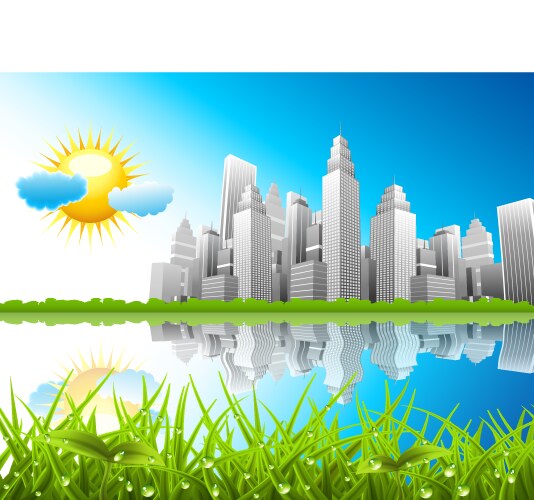 City downtown in summer Royalty Free Vector Image