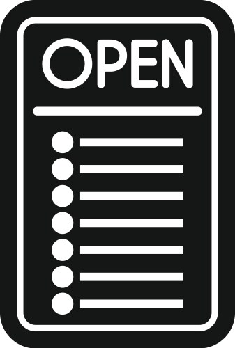 Oval black and white open sign showing shop Vector Image